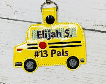 Personalized School Bus Snap-tab / Key Fob / Backpack Charm / | Etsy