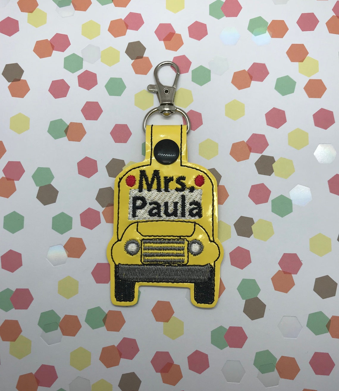 Personalized School Bus Snap-tab / Key Fob / Backpack Charm / | Etsy