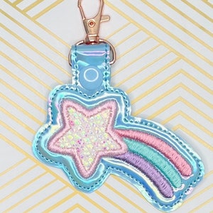 Shooting Star Rainbow Keychain / Decorative Fob / Bag Tag / Backpack ...