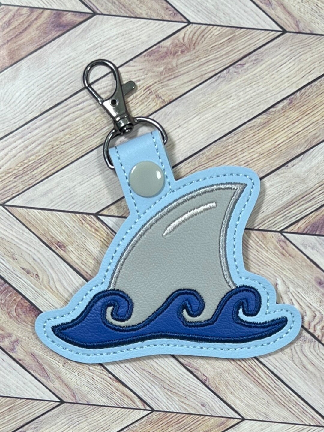 Shark Fin Embroidered Keychain Key Fob Bag Tag Charm - Etsy