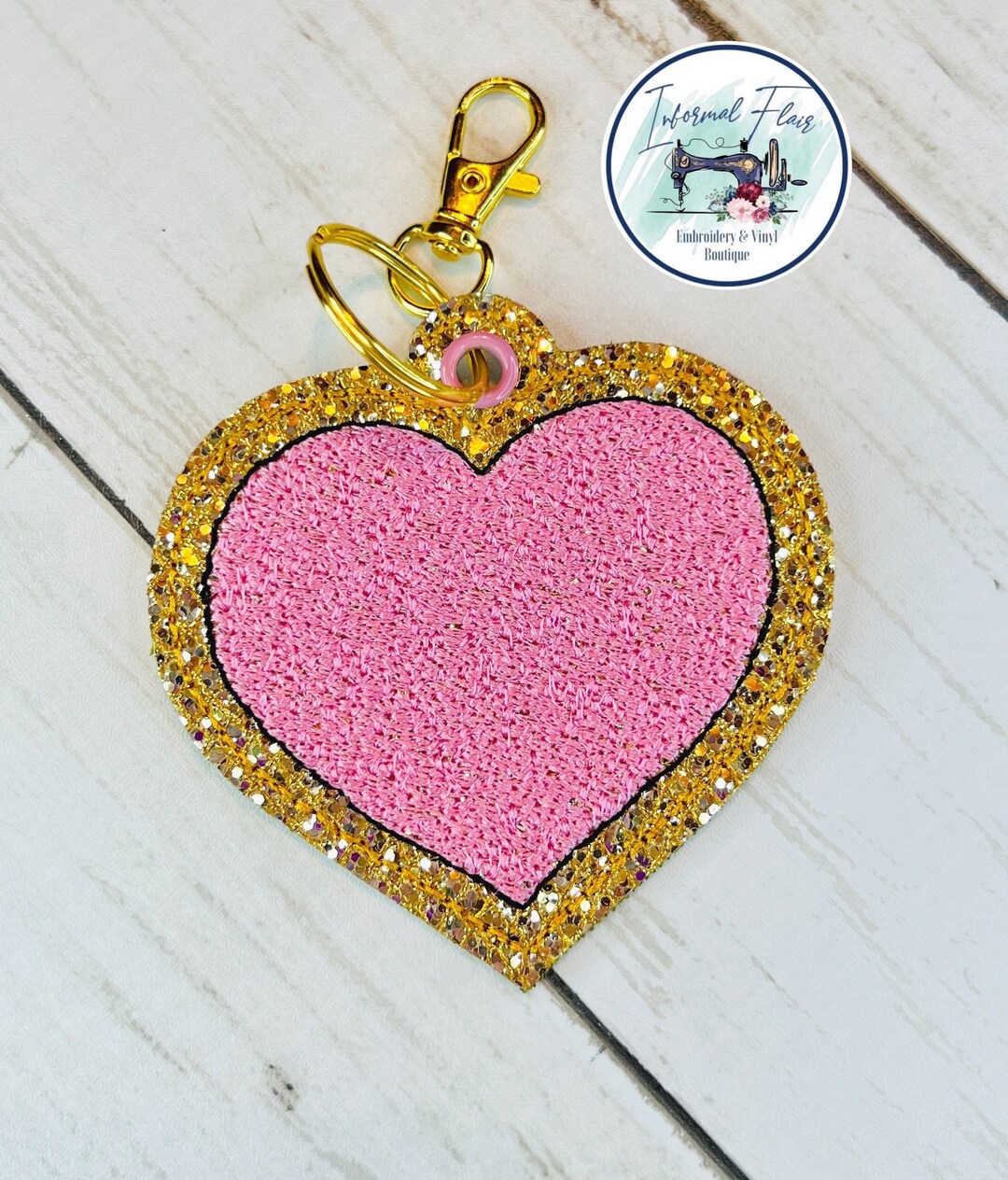 Retro Chenille Inspired Heart Key Fob / Keychain/ Backpack Bag Tag - Etsy