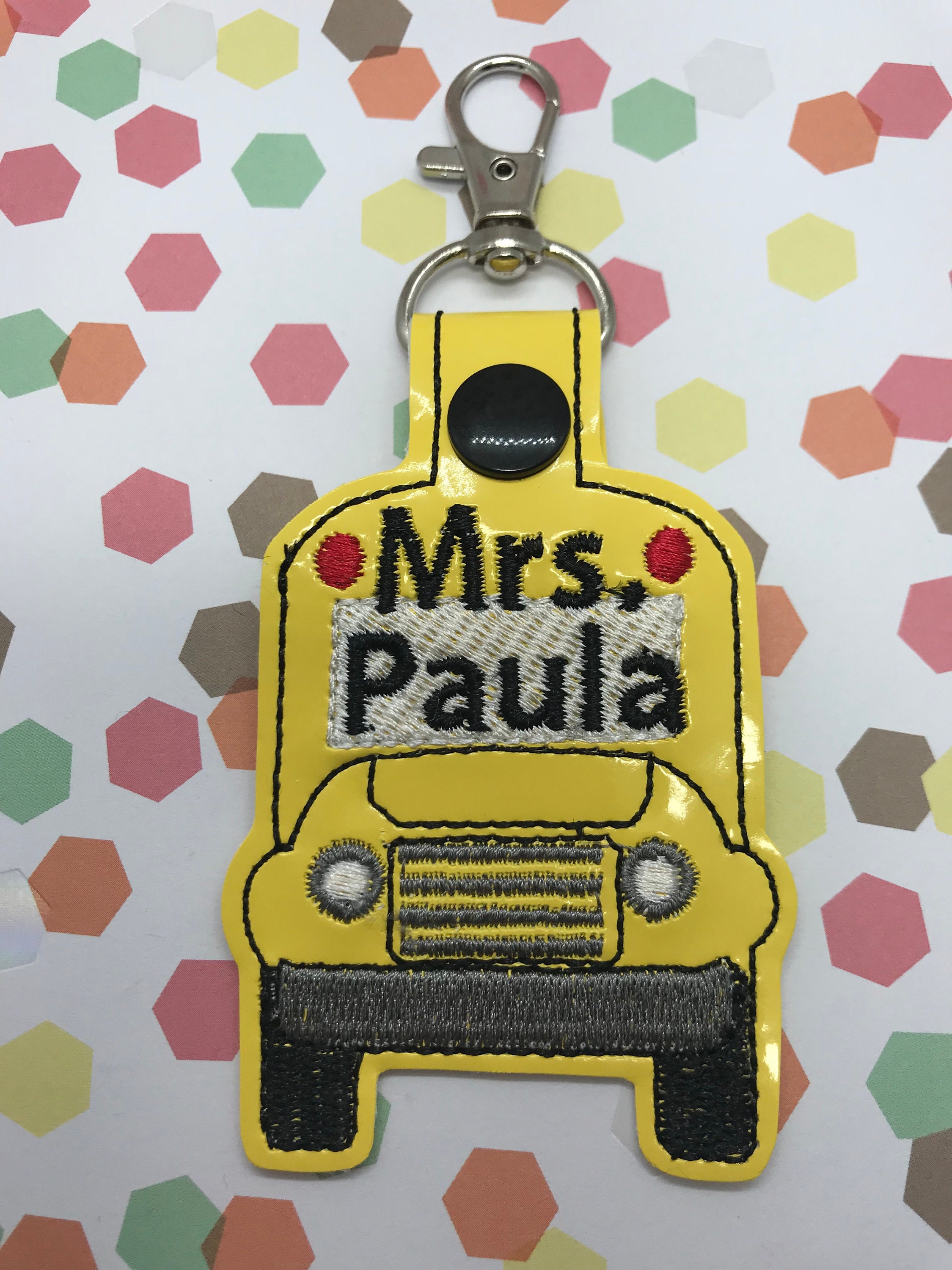 Personalized School Bus Snap-tab / Key Fob / Backpack Charm / | Etsy