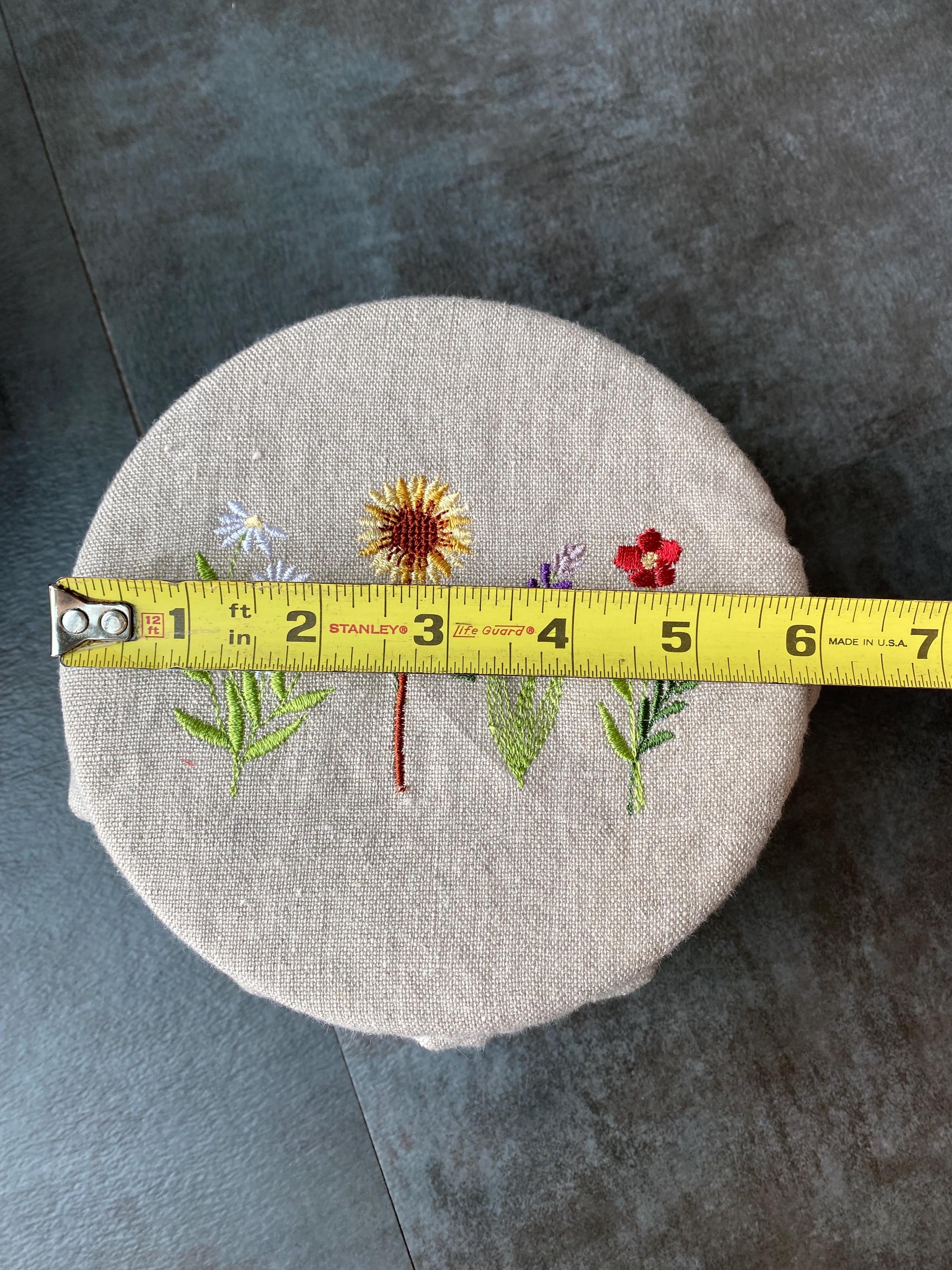 Linen Embroidered Jar and Bowl Cover Wildflowers on Ecru Linen You ...