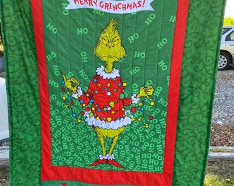 GRINCH Fabric QUILT Rag Quilt Dr Seuss Christmas 46x59 Toddler - Etsy