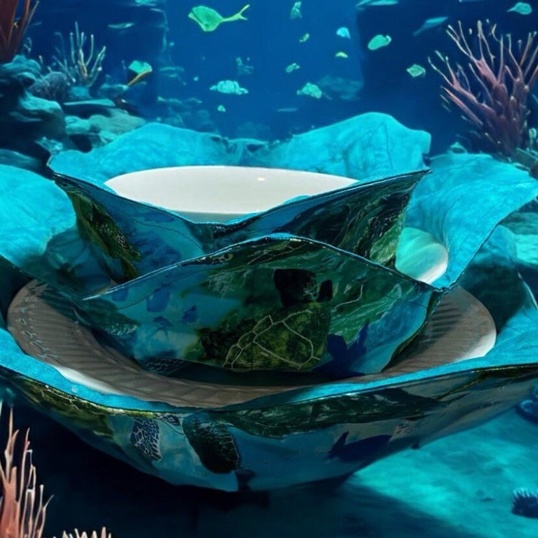 Sea Turtle Plate, Large Bowl Cozy, and Regular Bowl Cozy Set of 3 - Etsy