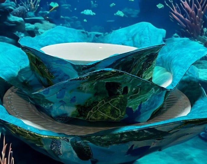 Sea Turtle Plate, Large Bowl Cozy, and Regular Bowl Cozy Set of 3 - Etsy