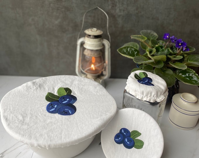 Linen Embroidered Bowl and Jar Covers Pul Lining - Etsy