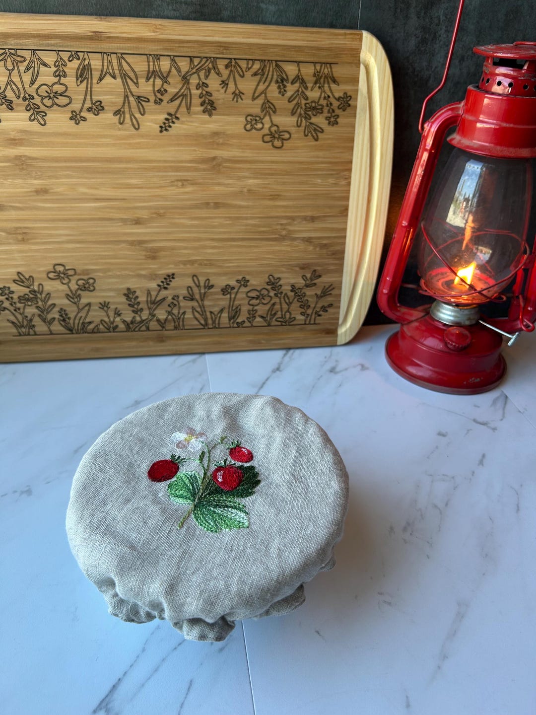Linen Embroidered Bowl Covers, 100% Linen - Etsy