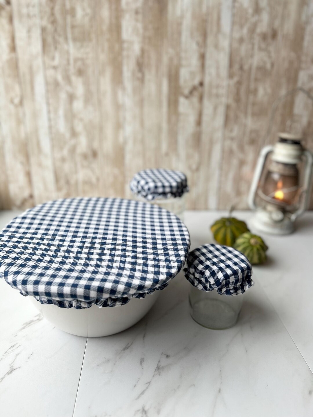 Reusable Bowl Cover: Gingham Cotton, Waterproof Lining - Etsy