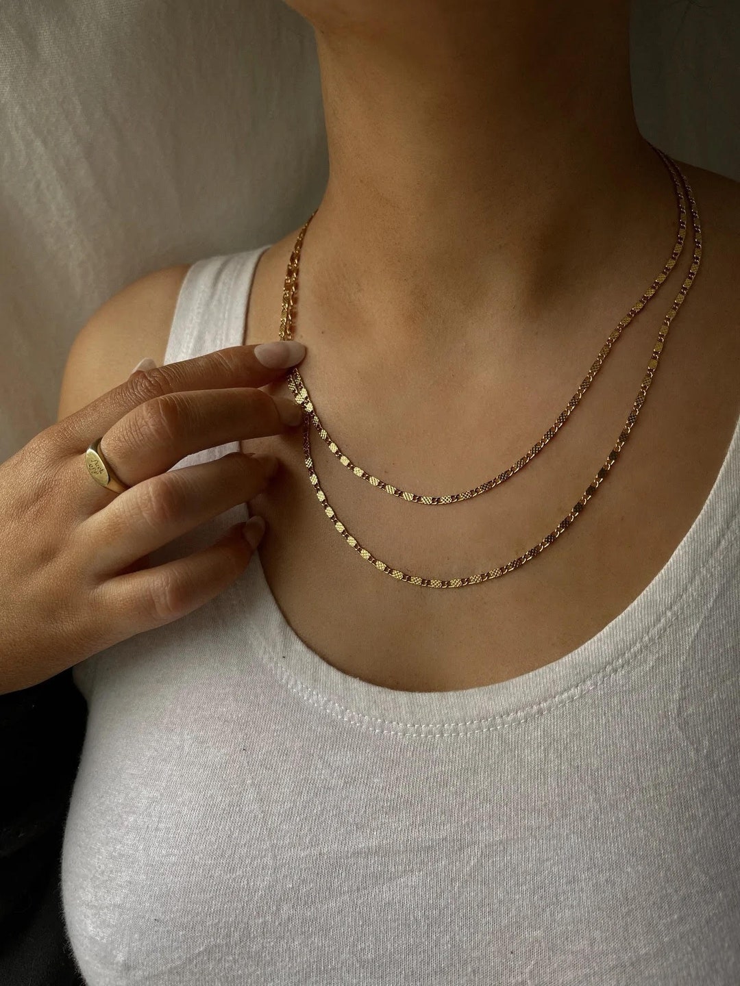 Gold Chain, Chain Necklace, Cable Chain, Gold Plated Brass, Layering ...