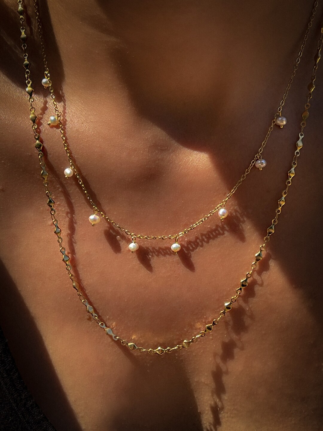 18k Gold Plated Pearl Necklace, Dainty Necklace, Freshwater Pearls ...