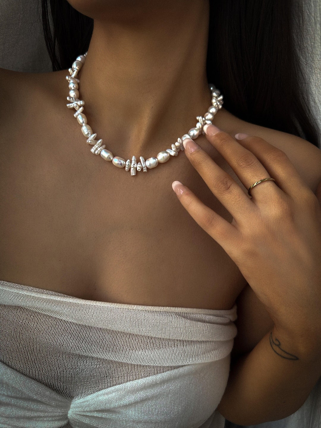 Real Pearl Necklace Hot Girl Walk Necklace Pearl Necklace Freshwater