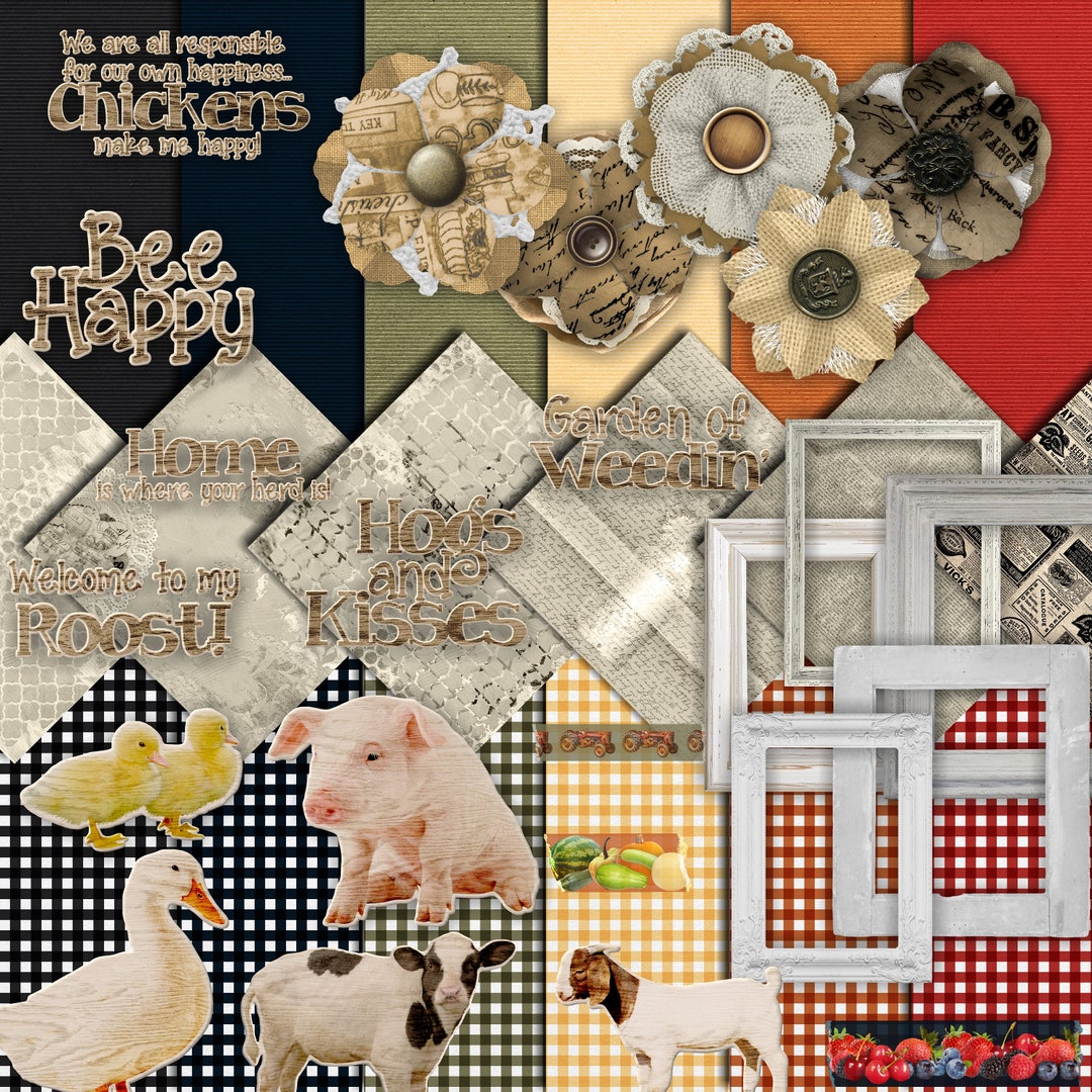 Down on the Farm Digital Scrapbook Kit - Etsy