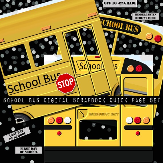 School Bus Digital Scrapbook Quick Page - Etsy