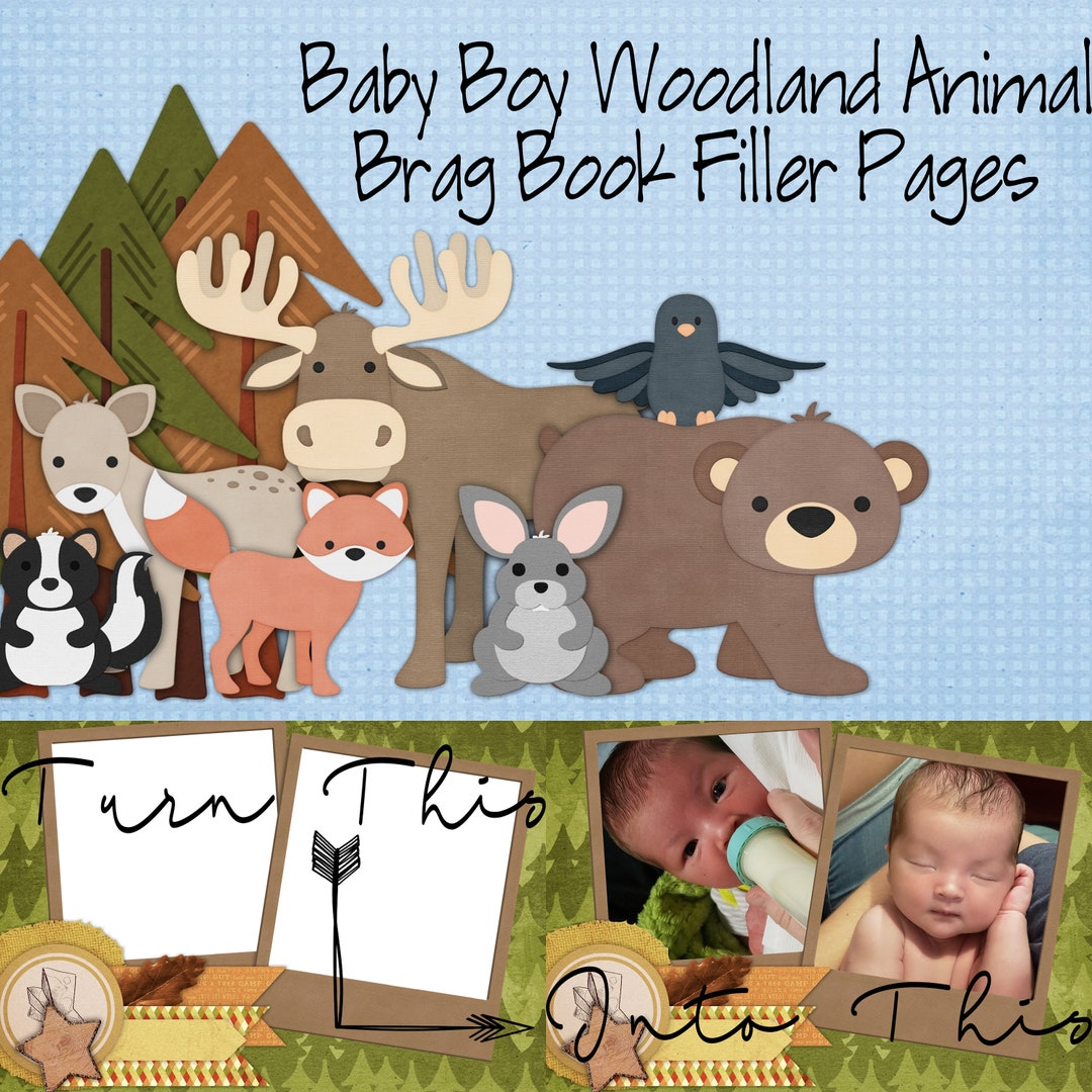 Woodland Animals Themed Brag Book/photo Book Printable Pages - Etsy