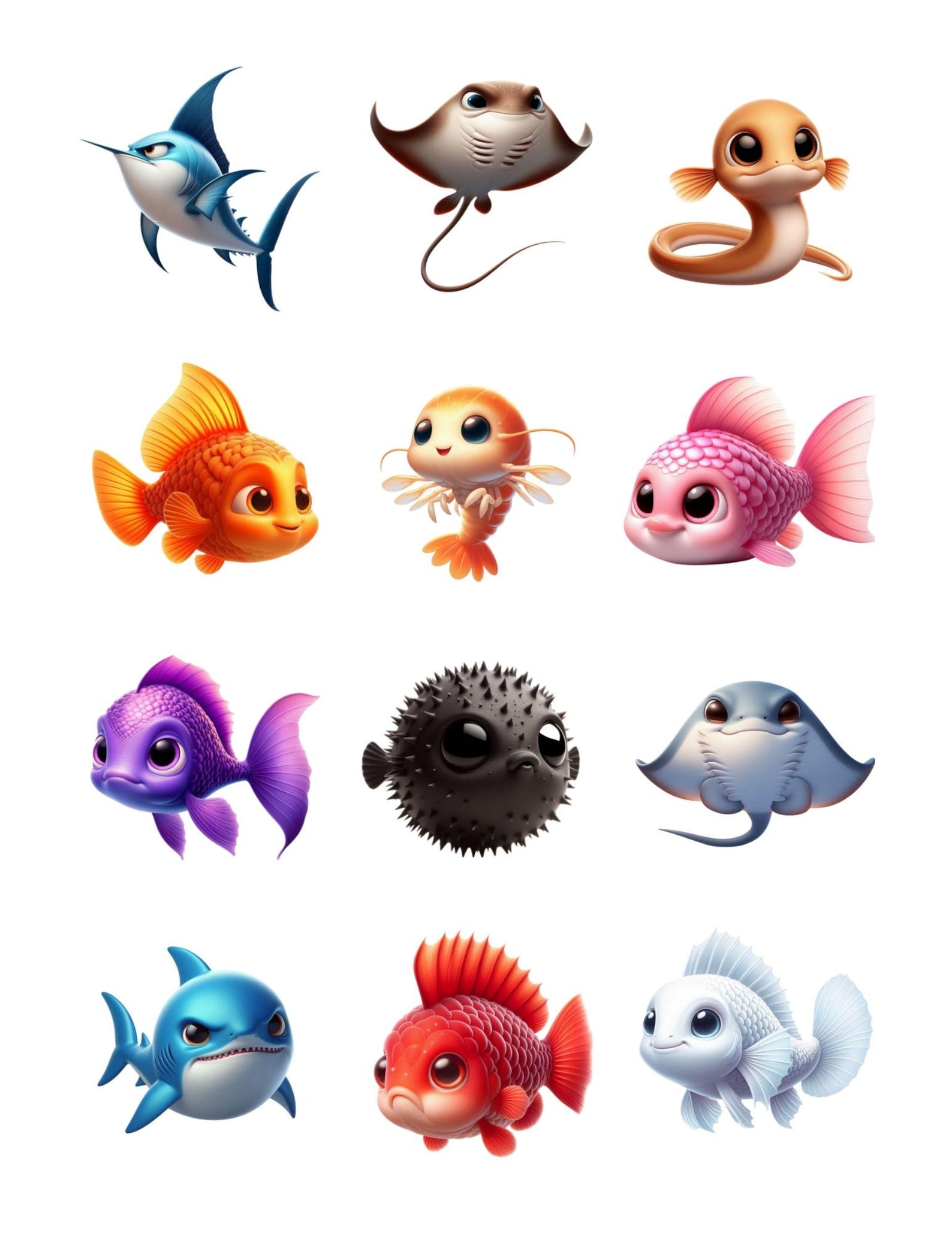 Rainbow Fish Collection With Emotional Fish Clipart - Etsy