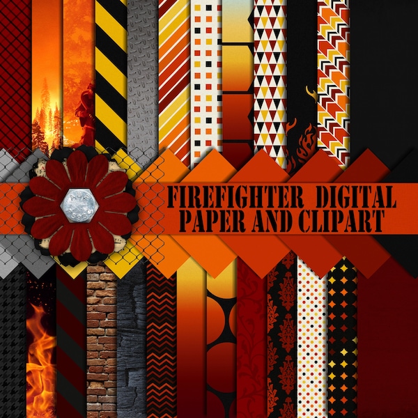 Firefighter Scrapbook Paper - Etsy