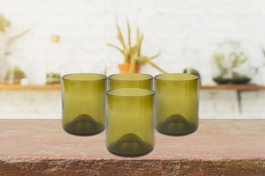 Repurposed Green Glassware Wine Bottle Tumblers Beer Bottle Tumbler Up ...