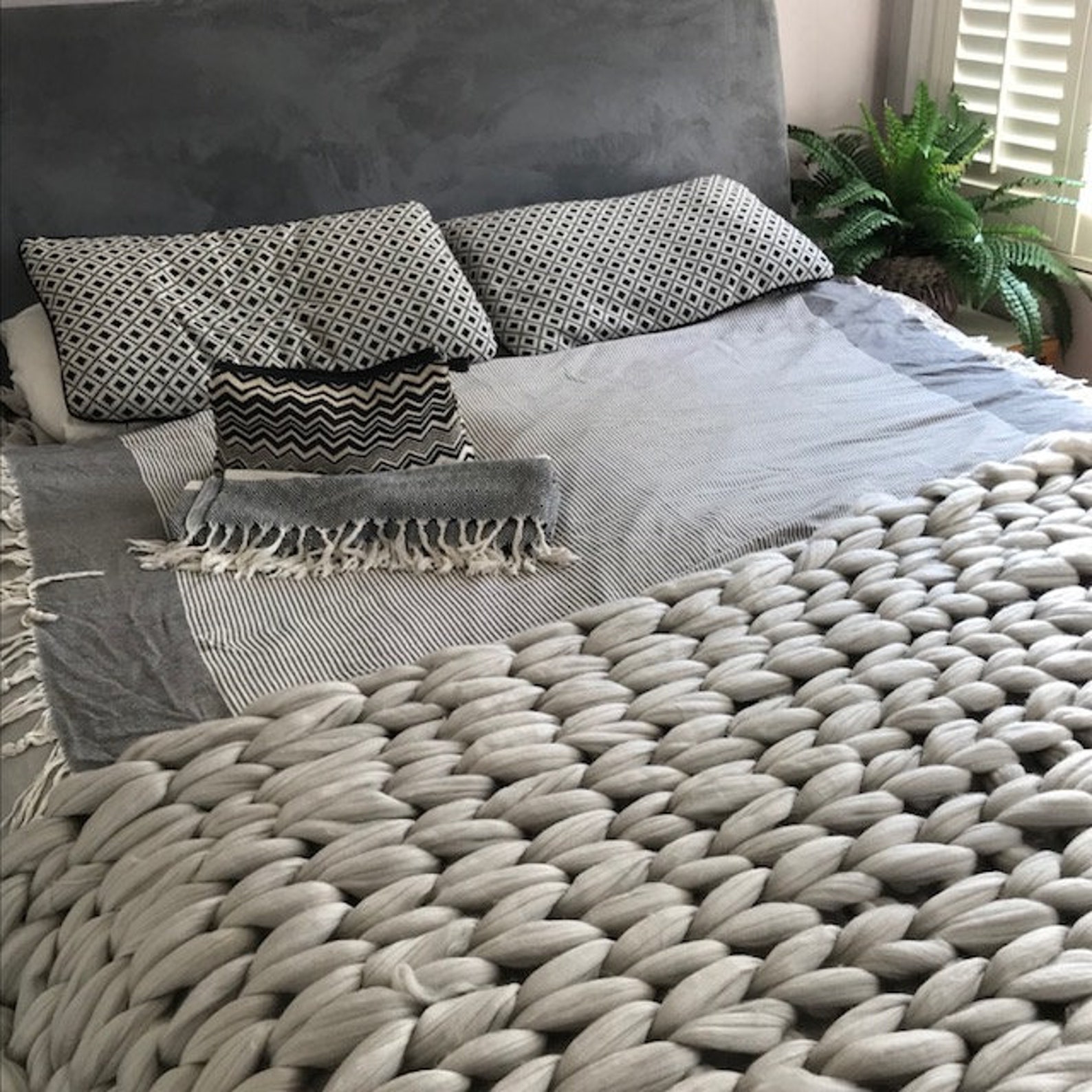 Jumbo Knitted Blanket & Throw Super Chunky Knit Handmade - Etsy