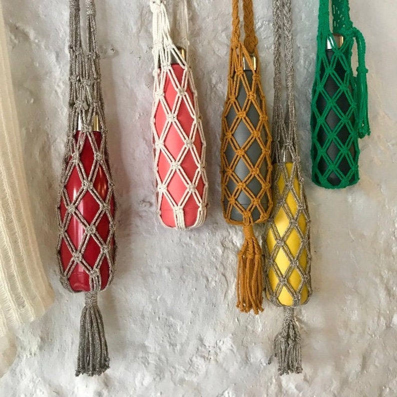 Macrame Water Bottle Bag 22 Colours Handmade Accessory - Etsy