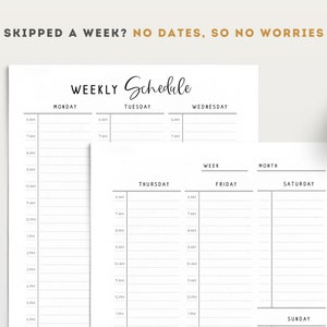 Weekly Timeslot Planner Page, Appointment Planner, Hourly Planner ...
