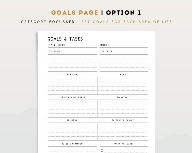 Monthly Calendar, Monthly Planner, Productivity Planner, Goal Tracker ...