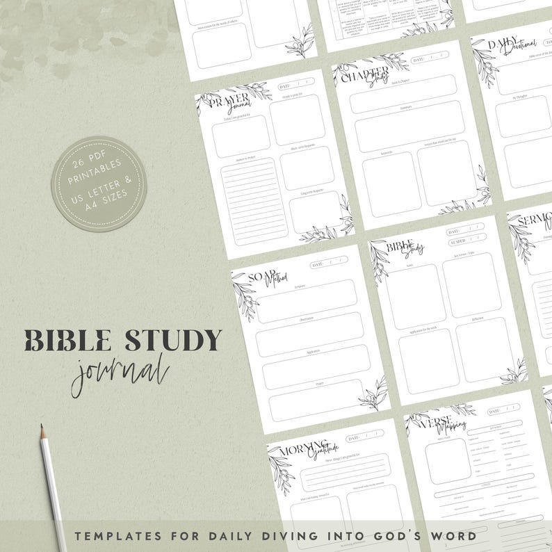 Comprehensive Bible Study Journal Printable Bundle | 20+ Inserts for ...