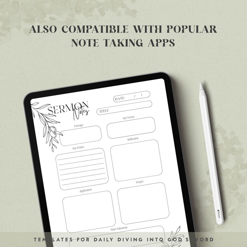 Bible Study Sermon Notes Printable Insert Capture Insights From Sermons ...