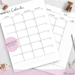 Monthly Calendar Perpetual Calendar Undated Calendar | Etsy