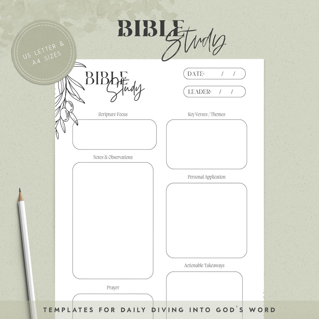 Bible Study Printable Insert | Scripture Study Template | Christian ...