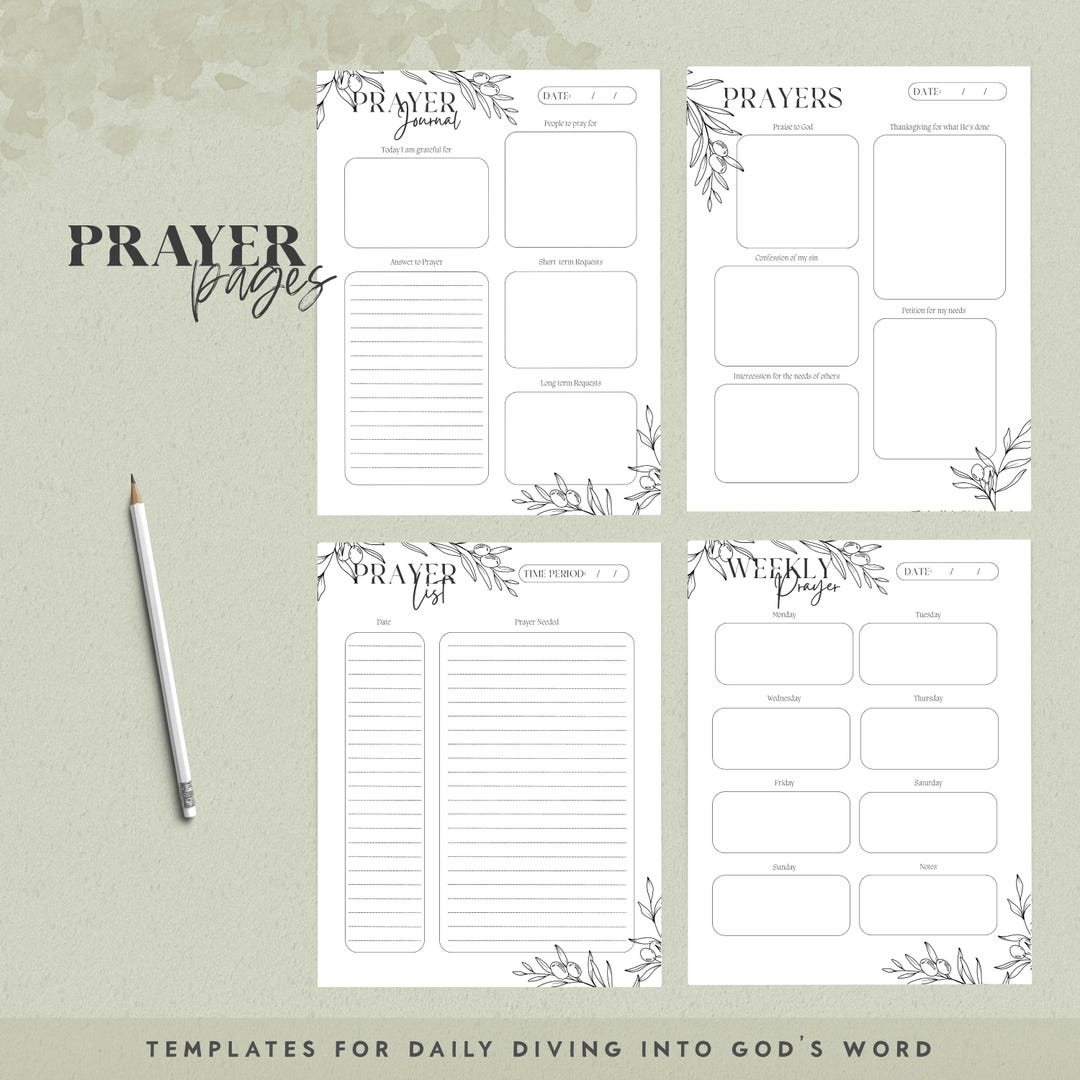 Prayer Journal Inserts Bundle | Faith-based Planner Printables ...