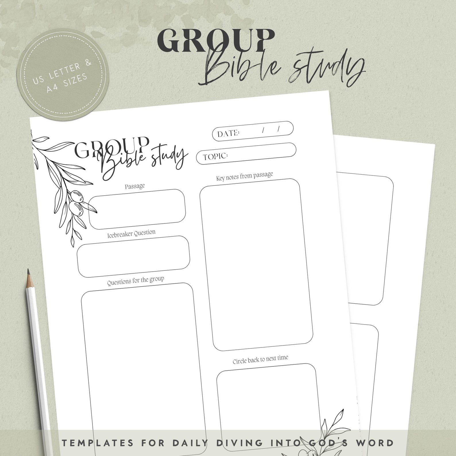 Group Bible Study Printable Insert | Bible Study Leaders Planner ...