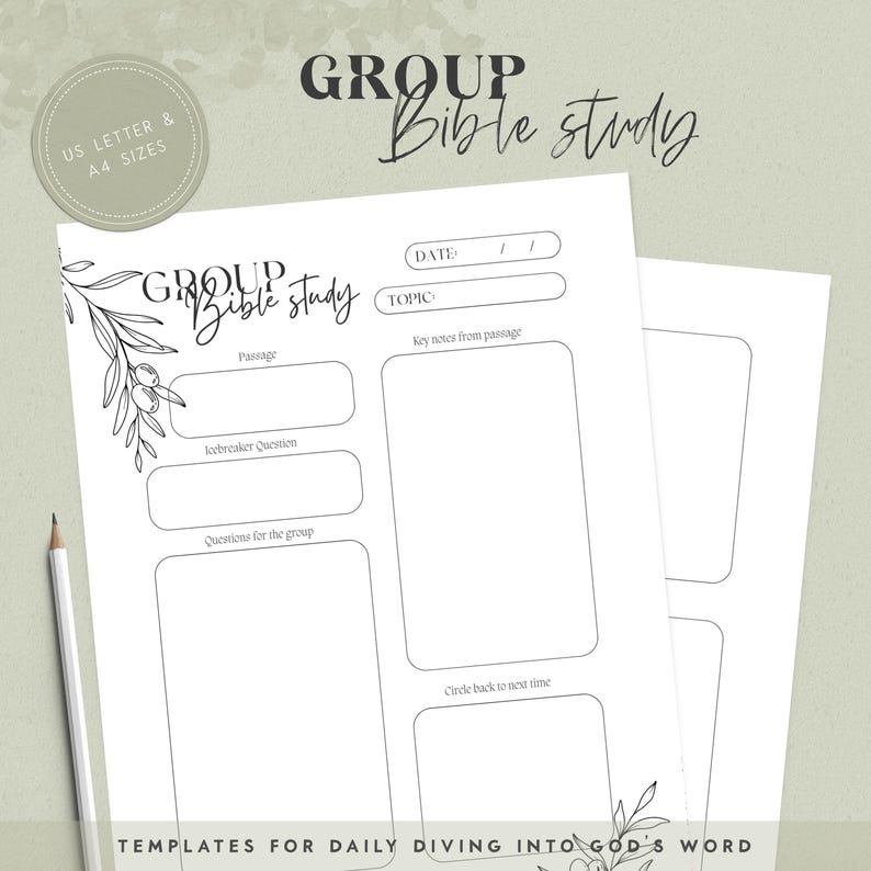 Group Bible Study Printable Insert | Bible Study Leaders Planner ...