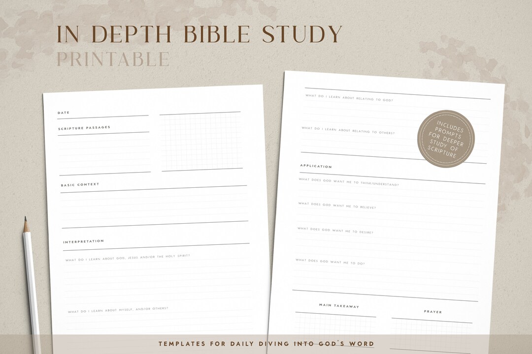 In Depth, Printable, Devotional Bible Study Template, Christian Planner ...