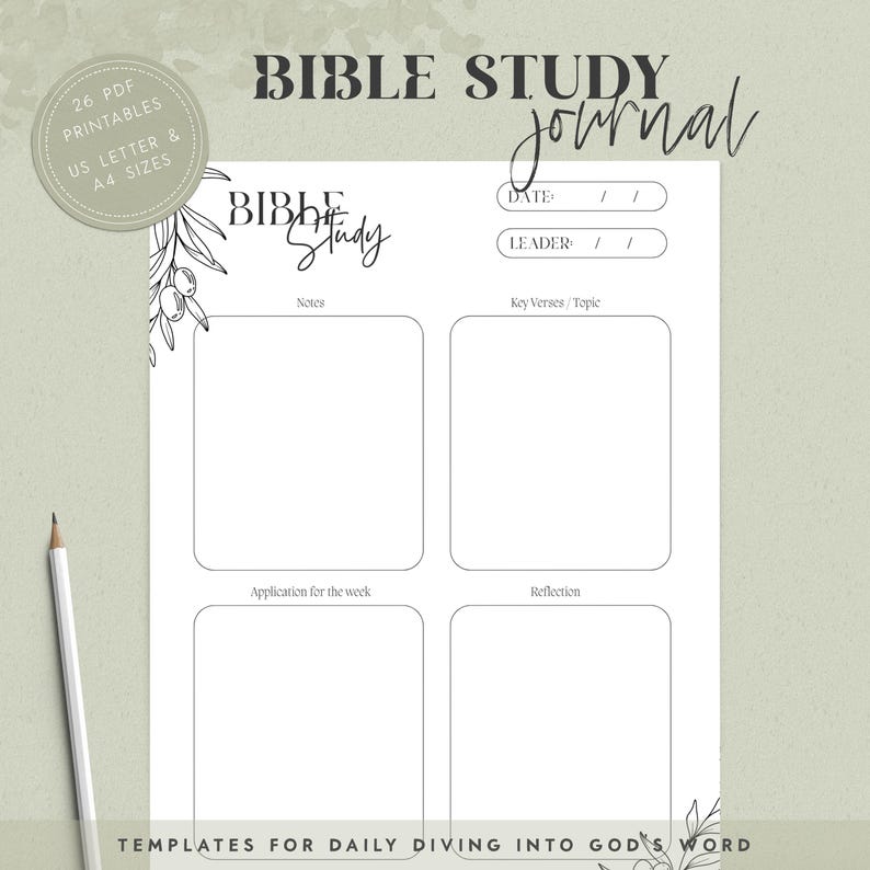 Comprehensive Bible Study Journal Printable Bundle | 20+ Inserts for ...