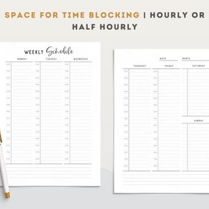 Weekly Timeslot Planner Page, Appointment Planner, Hourly Planner ...