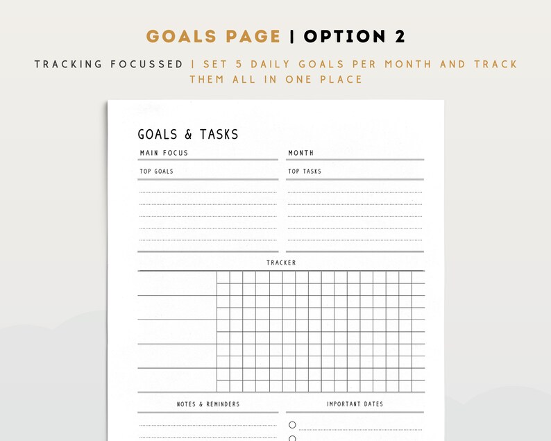 Monthly Calendar, Monthly Planner, Productivity Planner, Goal Tracker ...