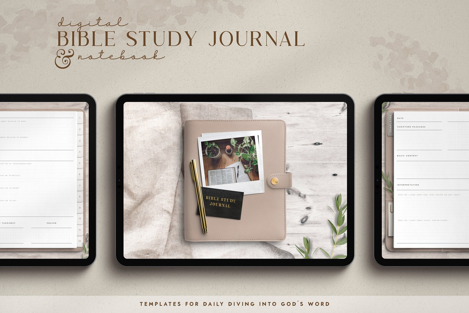 Digital Bible Study Journal & Notebook | Daily Devotional Templates ...