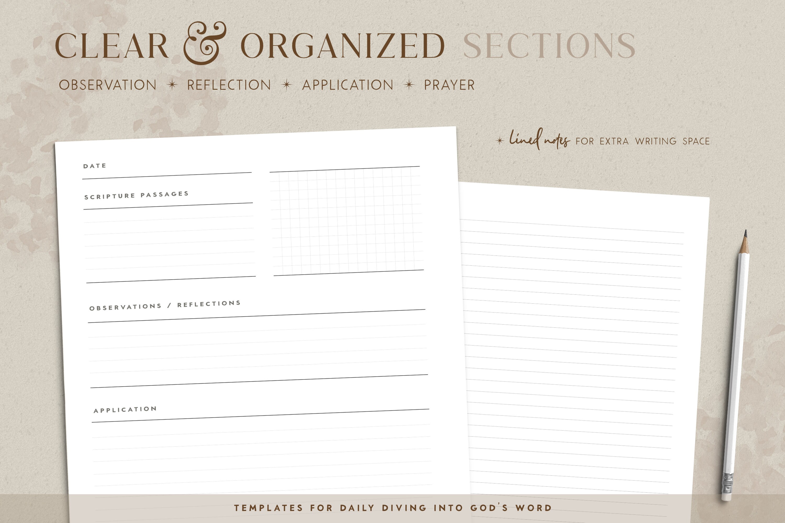 Bible Study Printable Template for Daily Devotional Scripture Notes ...