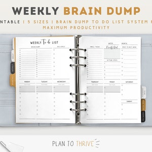 Brain Dump Printable With Weekly to Do List and Weekly Tasks Undated - Etsy