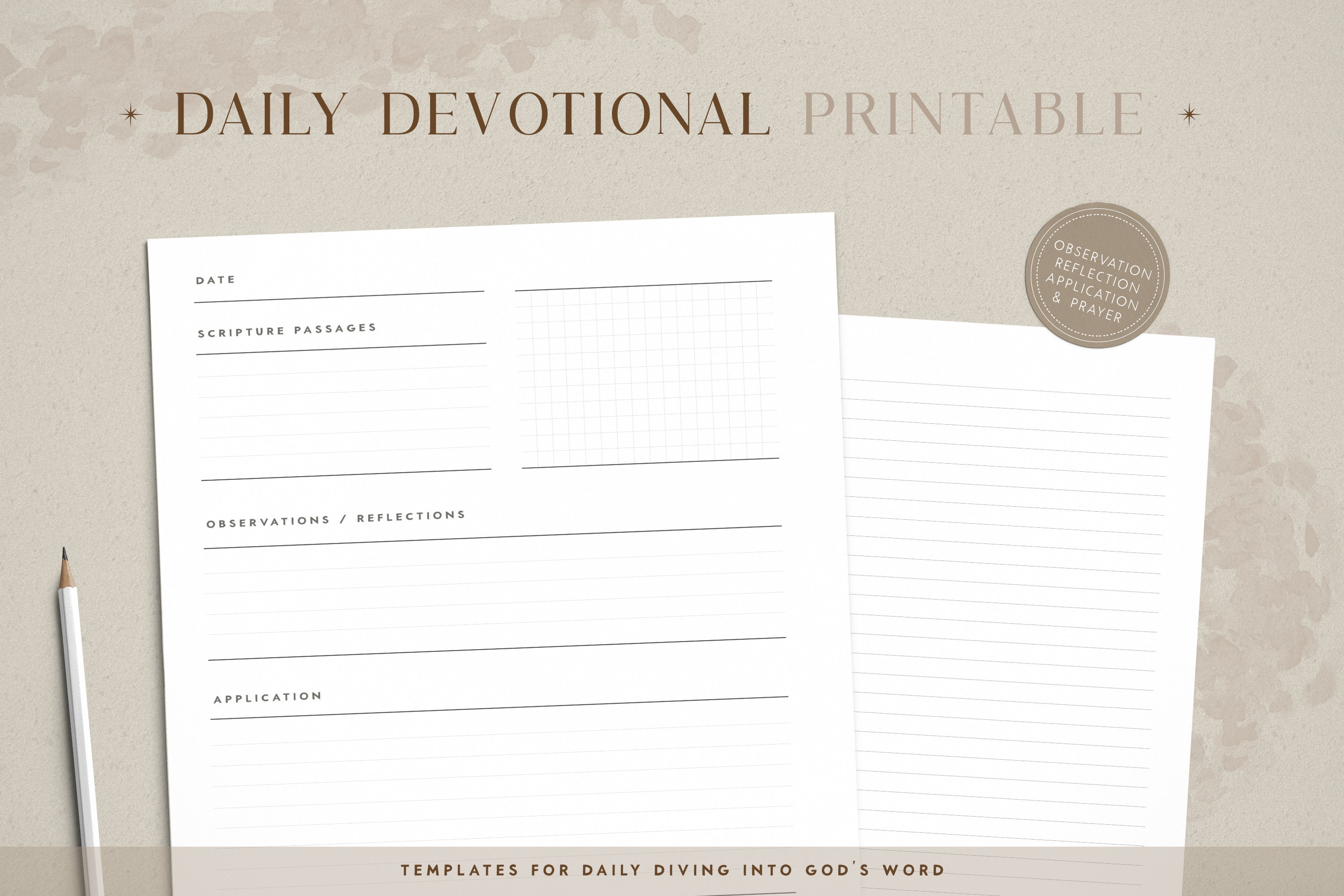 Bible Study Printable Template for Daily Devotional Scripture Notes ...