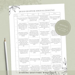 28-day Gratitude Challenge Printable | Daily Gratitude Journal ...