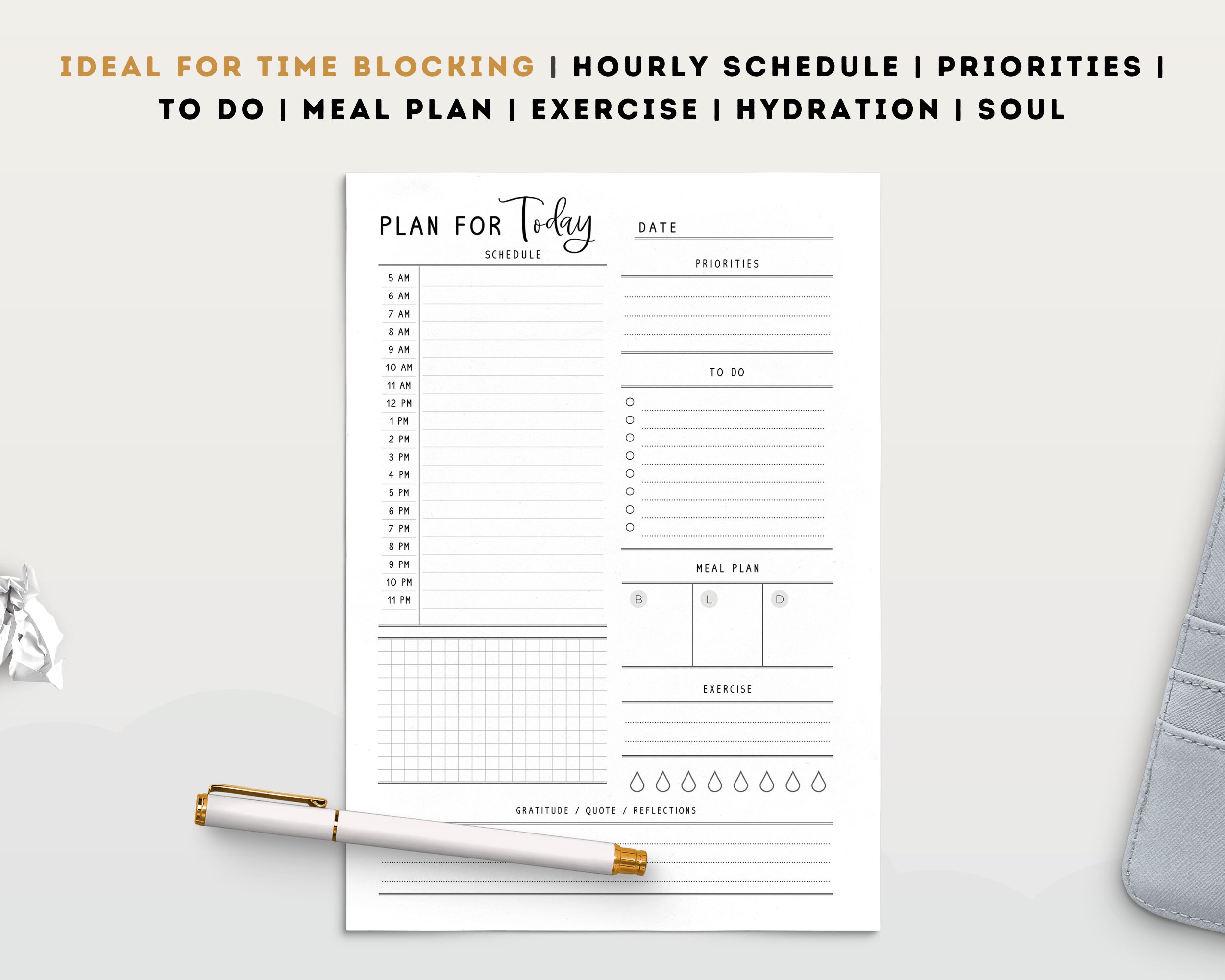 Daily Planner, Daily Schedule, Goal Tracker, to Do List Printable, 2022 ...