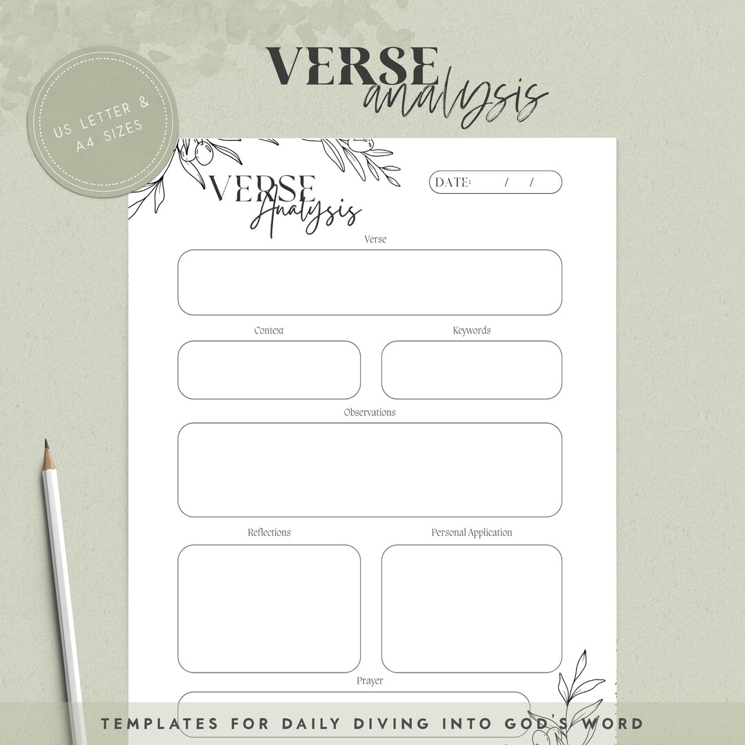 Bible Study Verse Analysis Printable | Scripture Template | Bible Verse ...