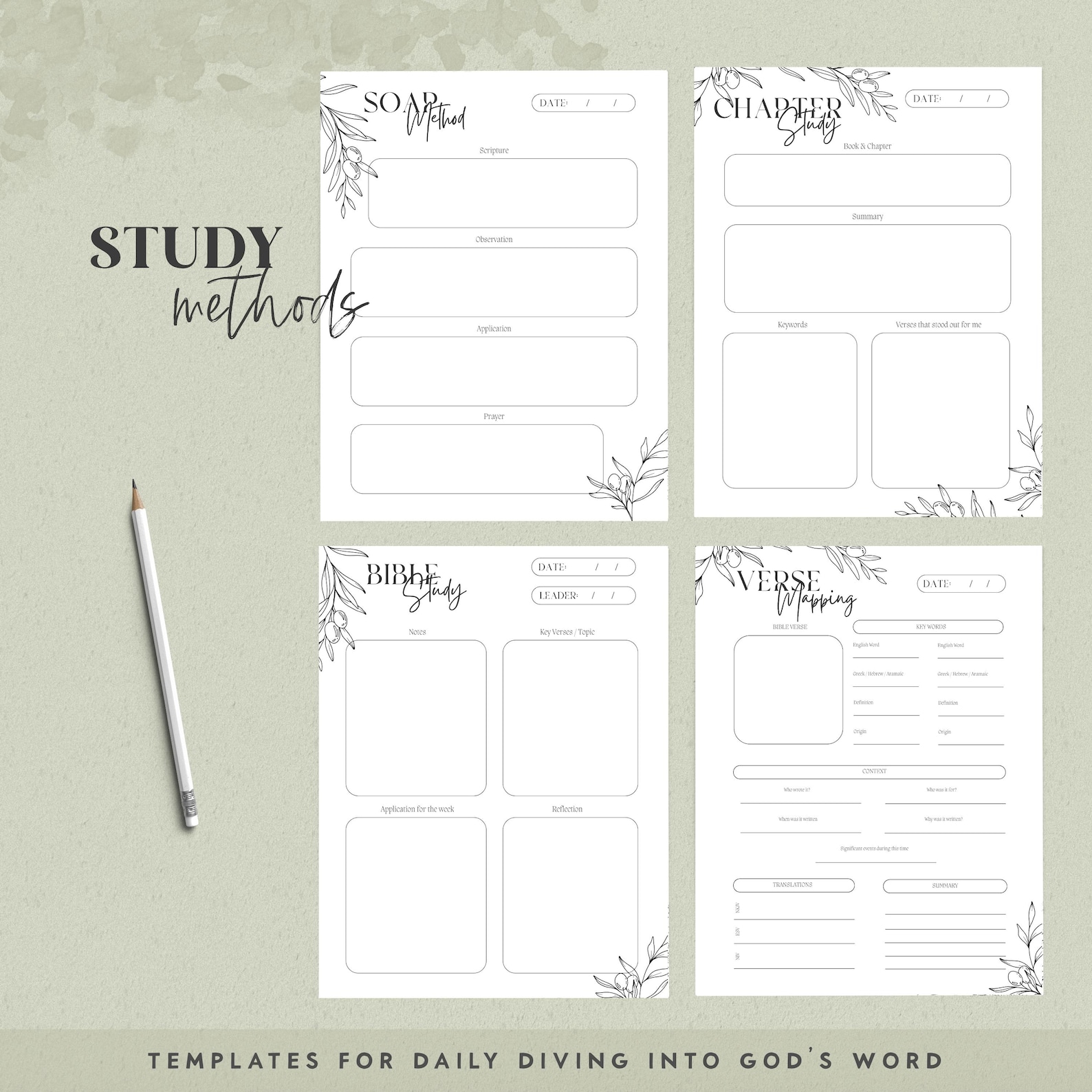 Comprehensive Bible Study Journal Printable Bundle | Faith Digital ...