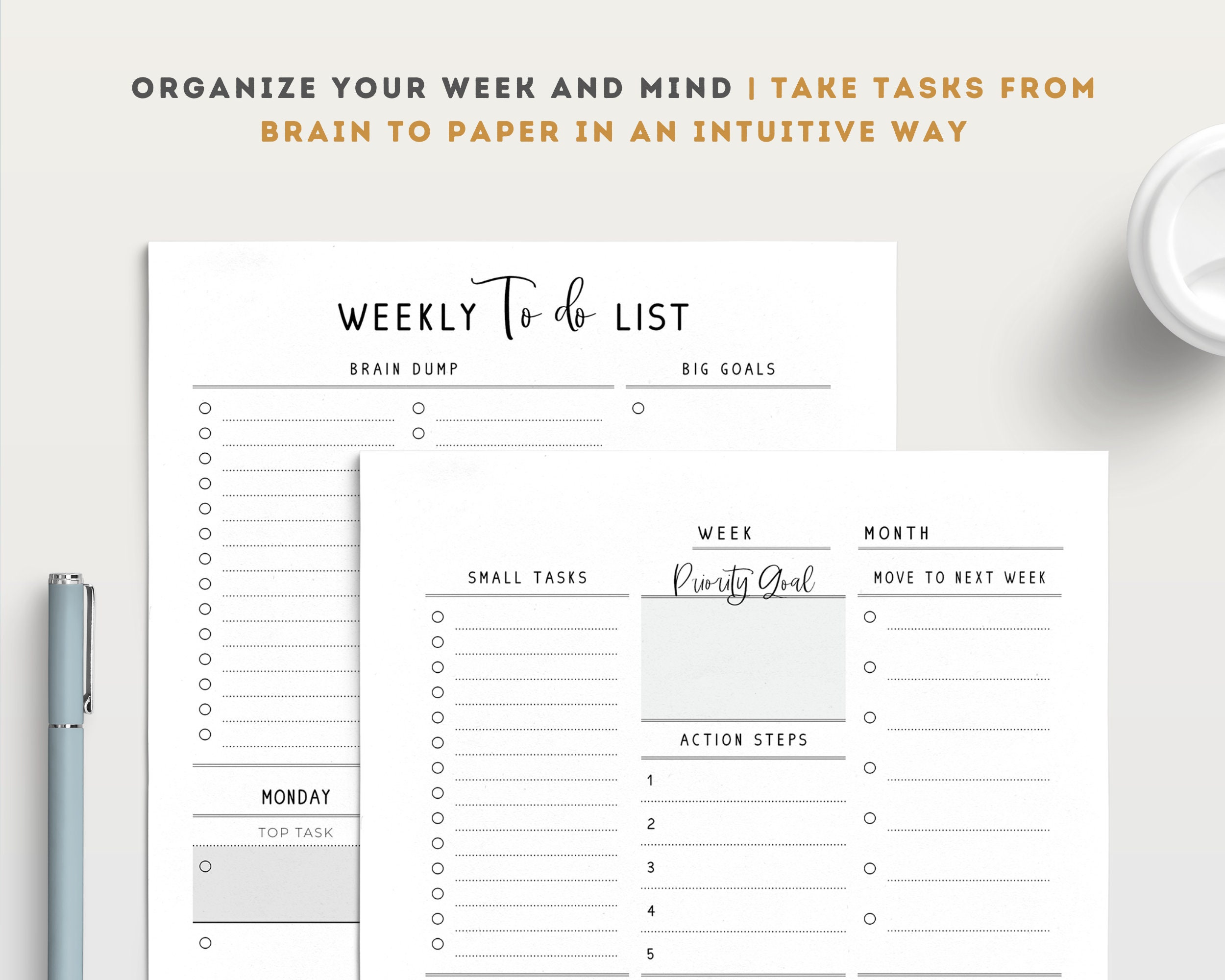 Brain Dump Printable With Weekly to Do List and Weekly Tasks Undated - Etsy