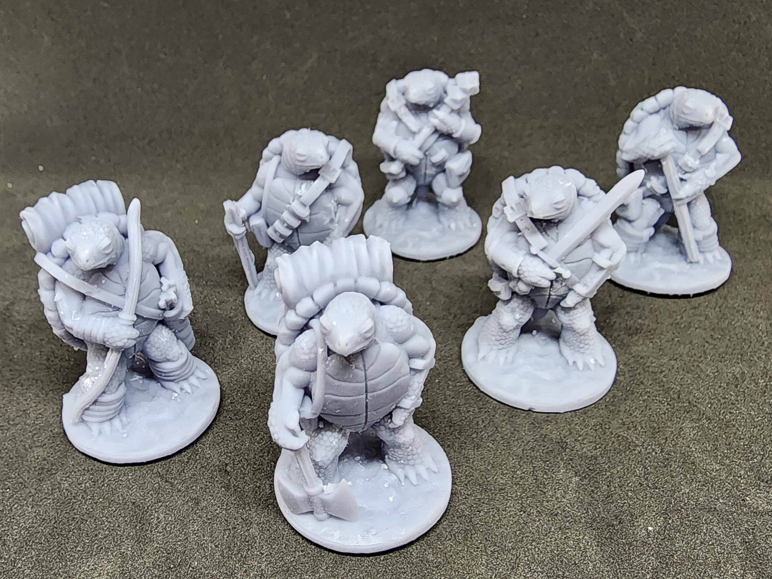 Mini Fig Turtle Soldiers - 3D Resin Paintable 6 Piece Figurine Set ...