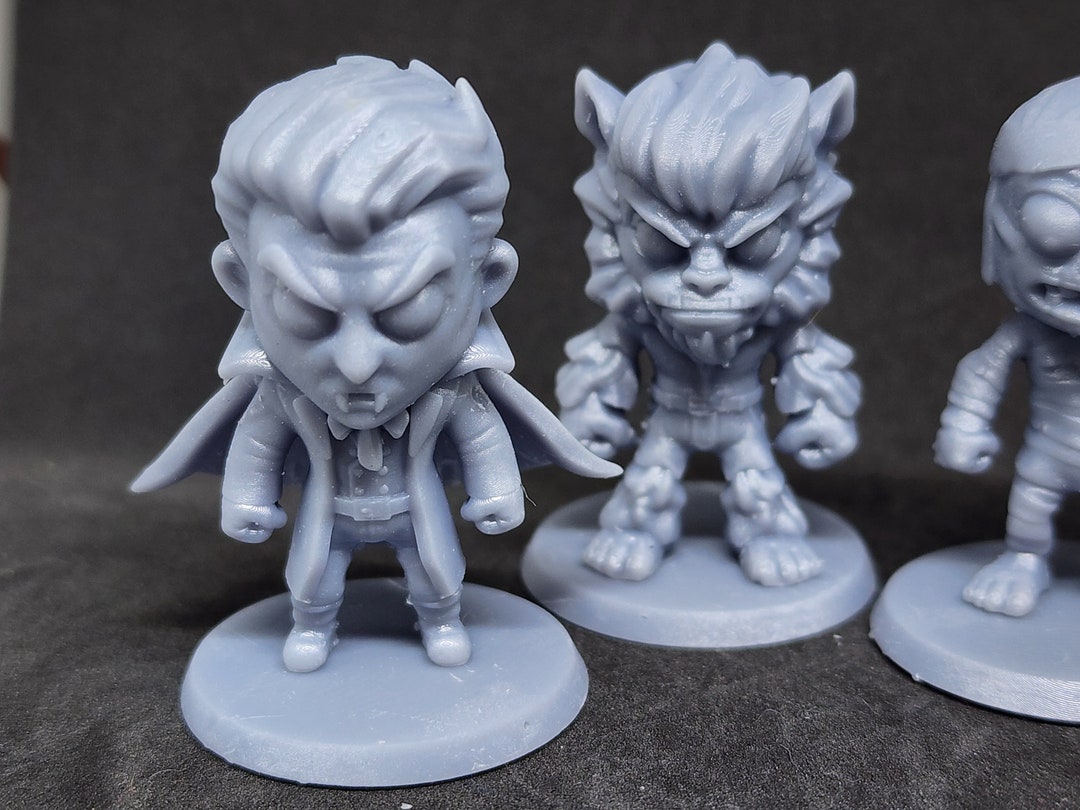 Mini Fig Monster Pack #1 - 3D Resin Paintable 5 Piece Miniature Set ...