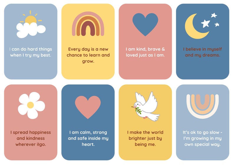 Positive Affirmation Cards for Kids | Pastel Mindfulness Art (digital ...