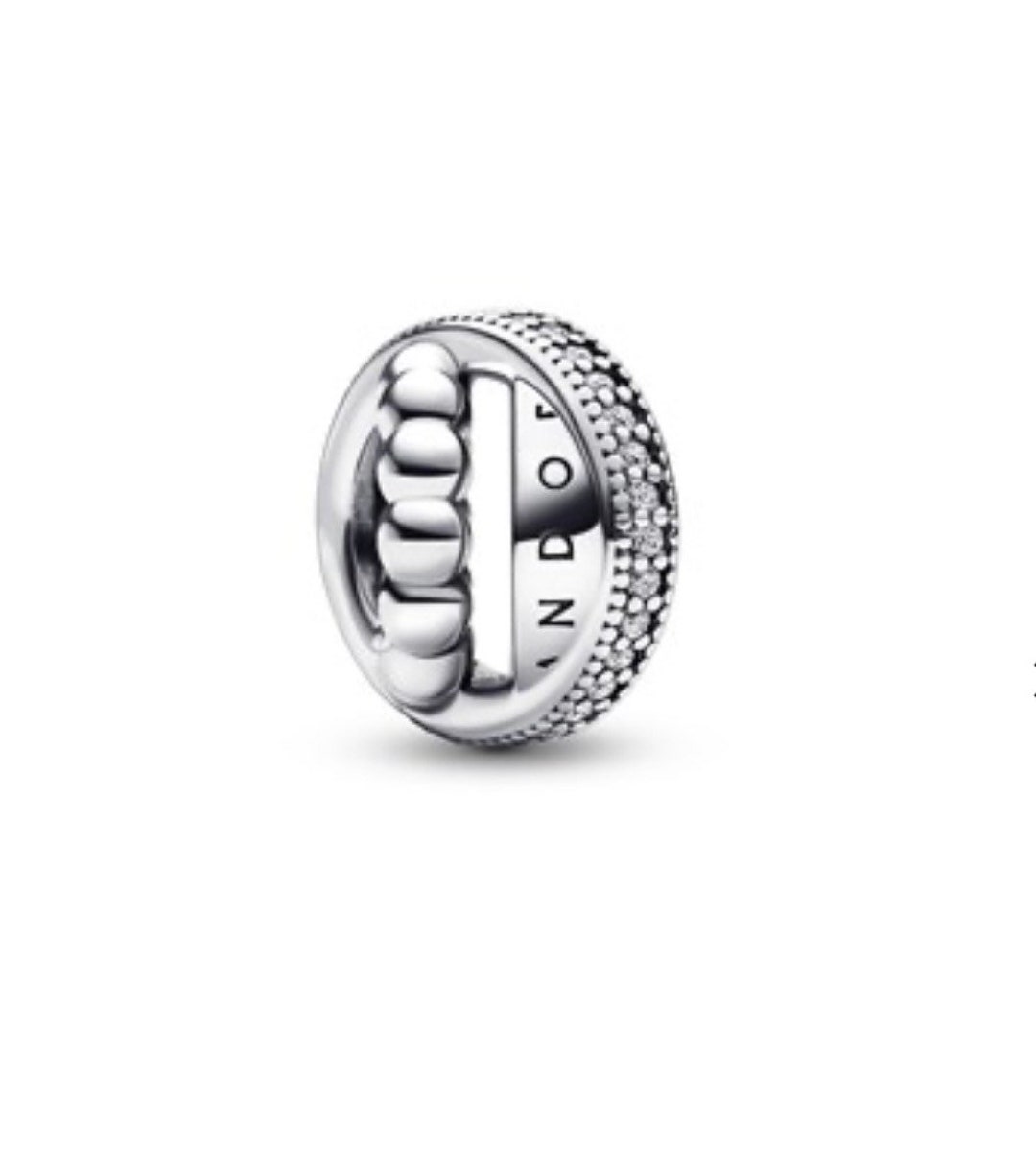 Authentic Pandora Signature Logo Pave & Beads Charm 792317C01 S925 ALE ...